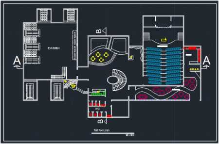 art museum dwg plan , floor plan , elavations and sections - free cad plan