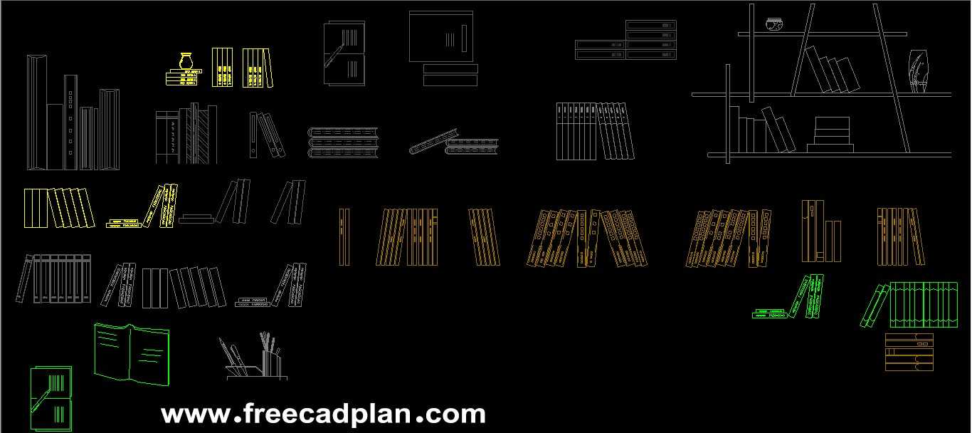 Books Cad Blocks In Autocad Dwg Download Free Cad Plan